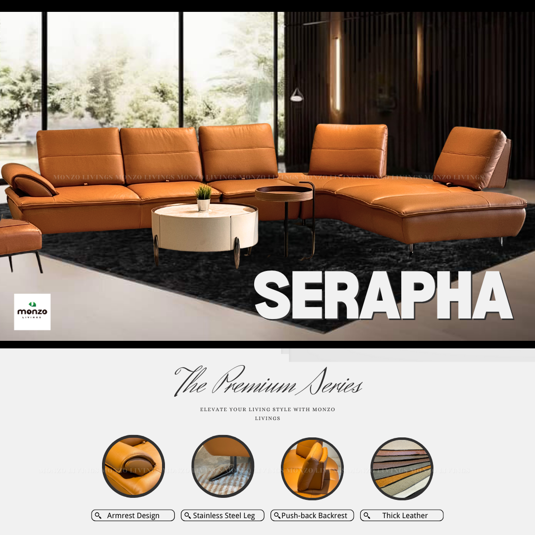 SERAPHA SOFA (FULL LEATHER PUSH BACK CORNER SOFA)